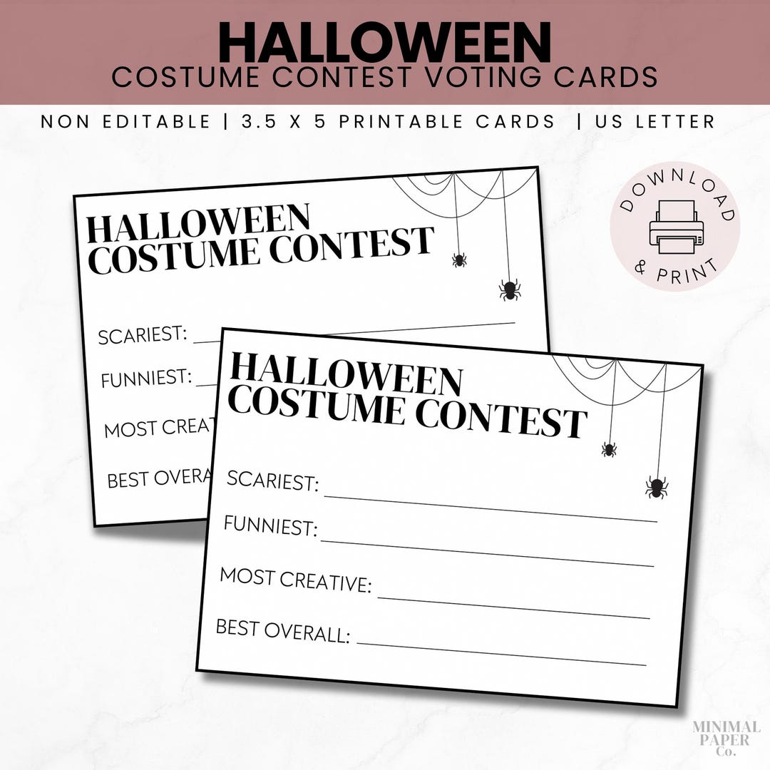 Halloween Contest Cards, Voting Cards for Halloween Parties, Costume ...