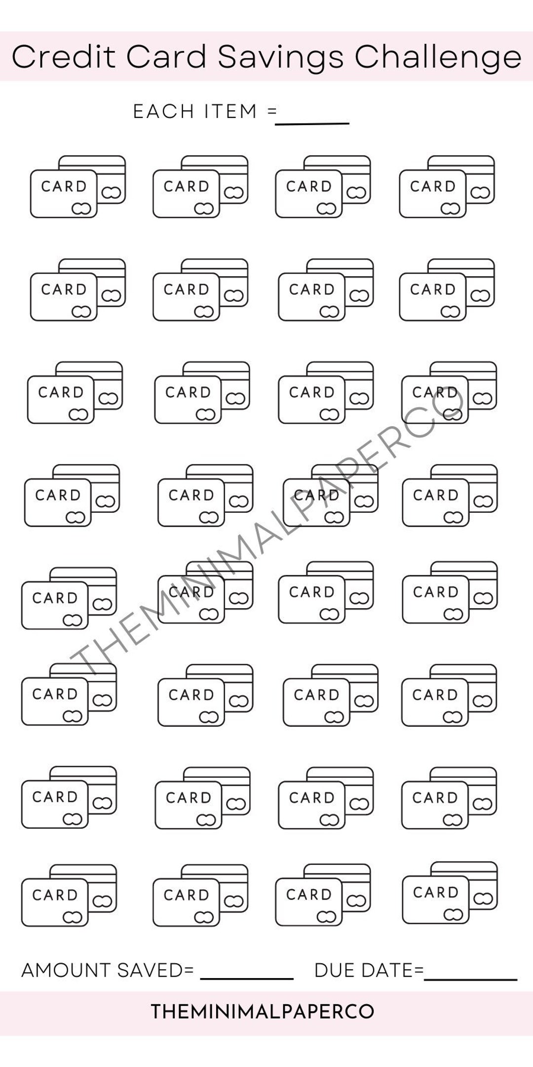 Credit Card Savings Challenge A6 Trackers Budget Binders - Etsy