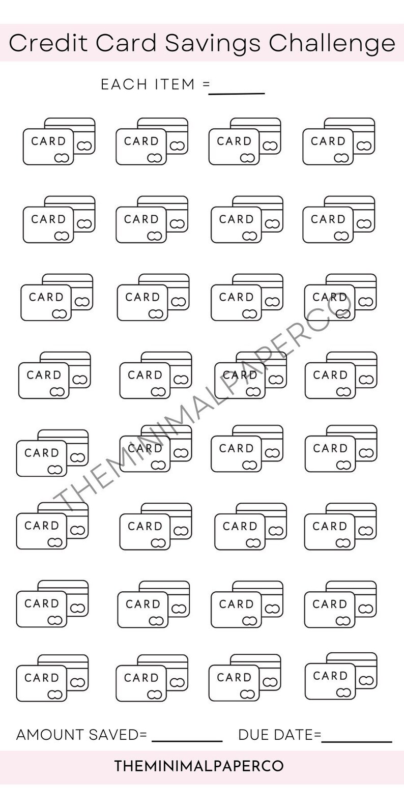 Credit Card Savings Challenge A6 Trackers Budget Binders - Etsy