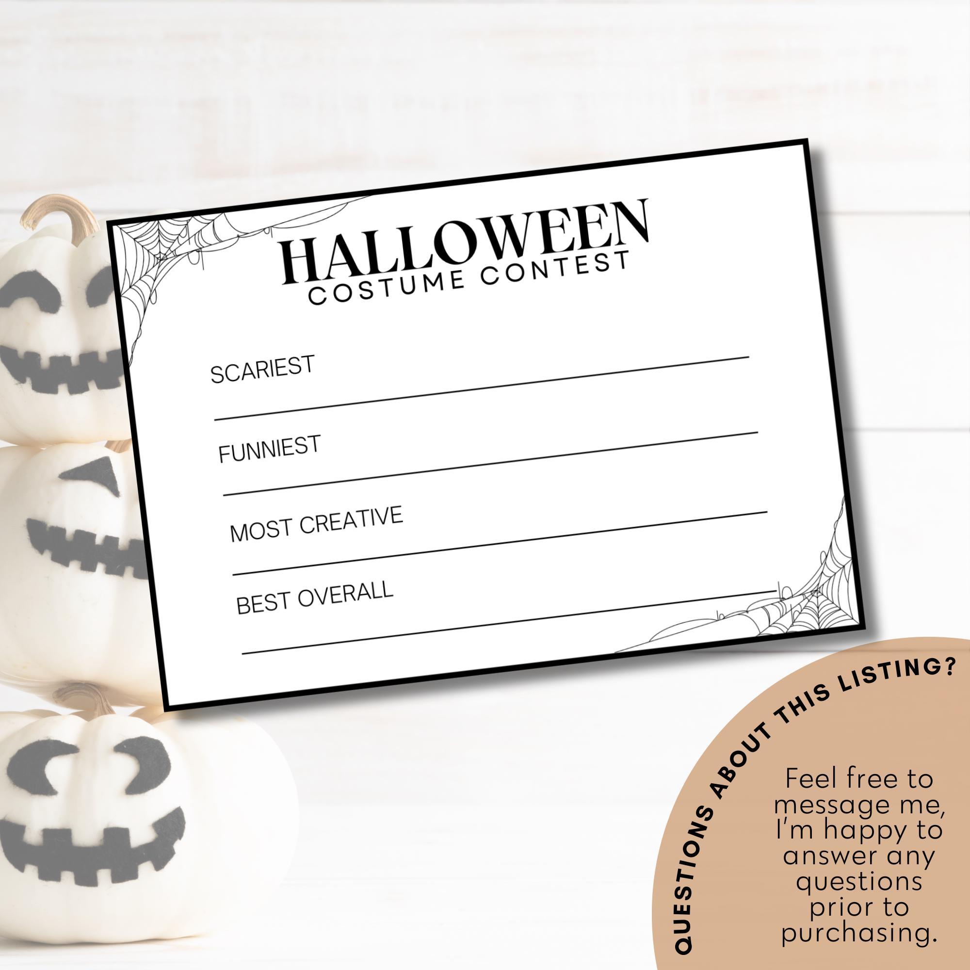 Printable Halloween Costume Contest Cards, Voting Cards for Halloween ...