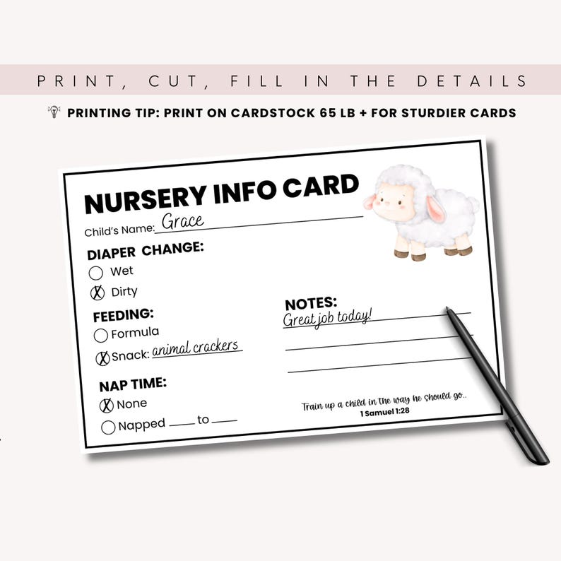 Church Nursery Information Card, Children’s Church Ministry, Nursery ...