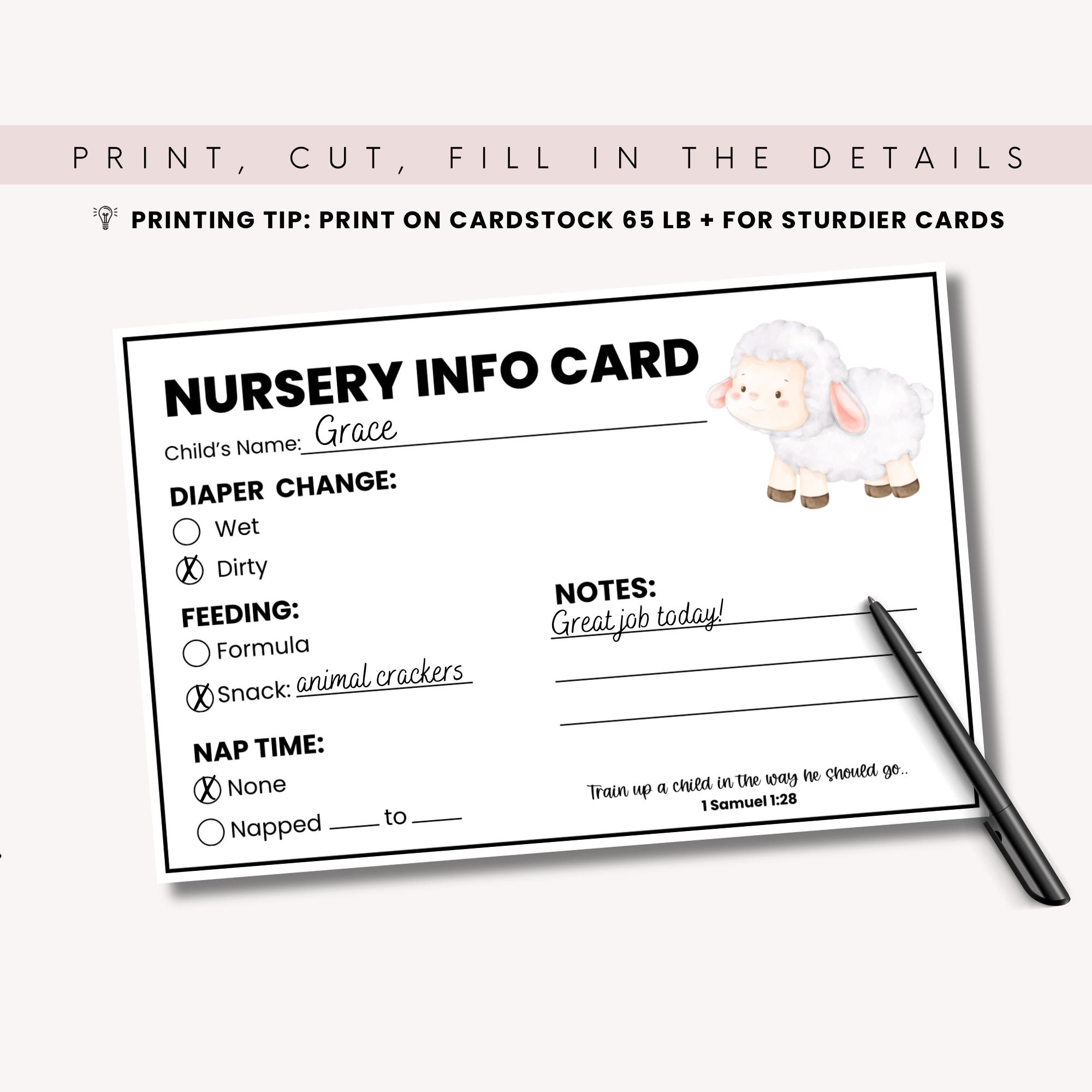 Church Nursery Information Card, Children’s Church Ministry, Nursery ...