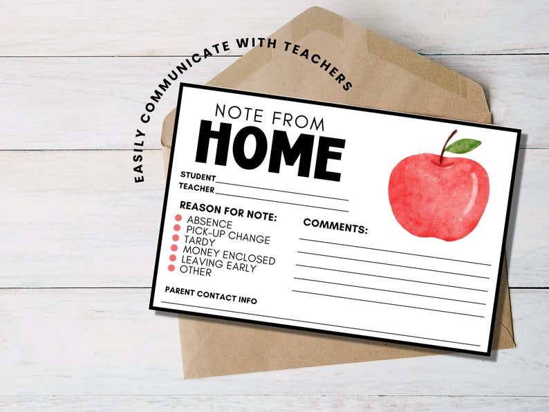 Printable School Note | Note From Home | Parent Mail | Parent Note to ...