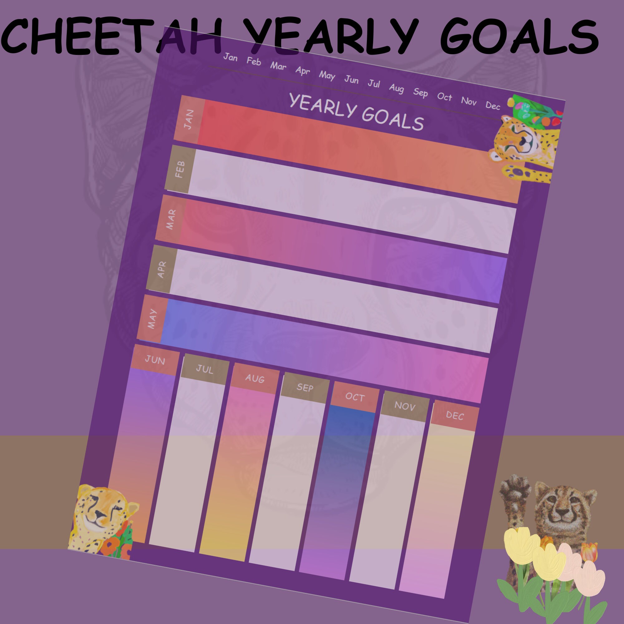 Cheetah Spirit Goal Setting Tools Digital Download Plan Yearly Goals ...