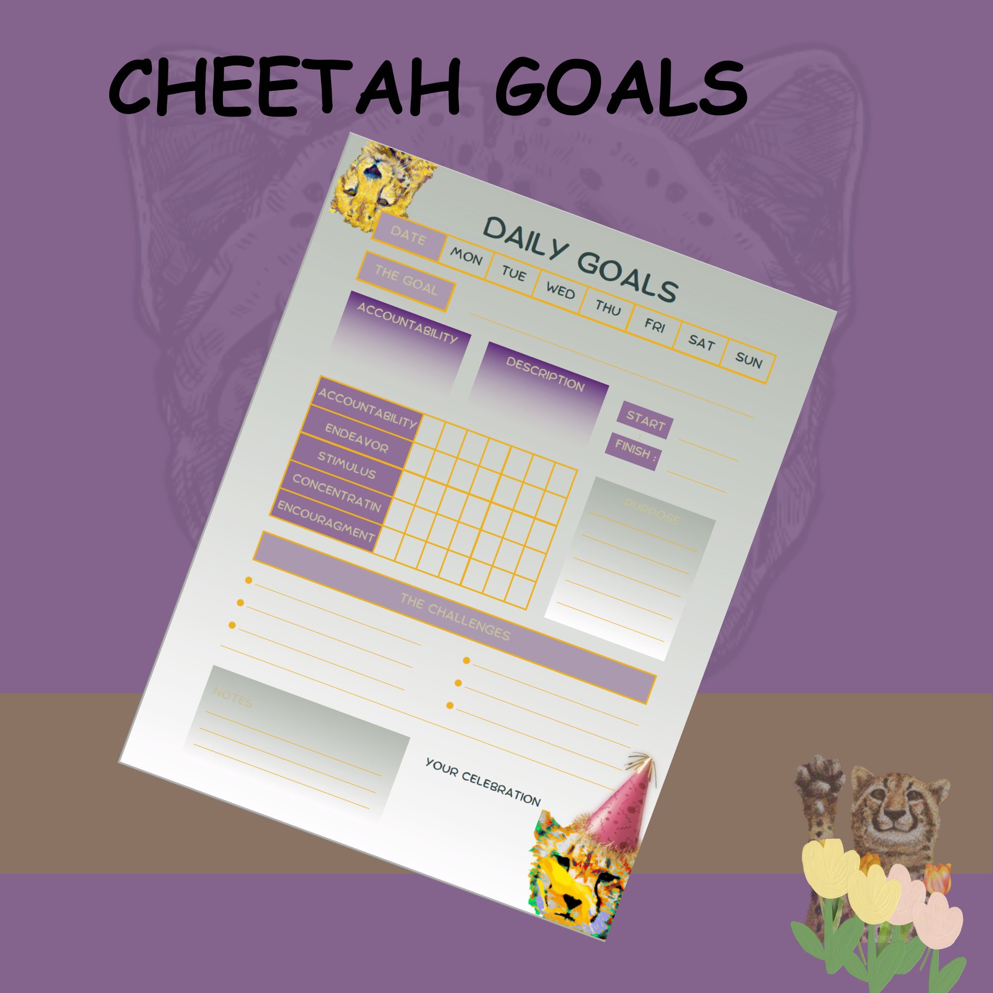 Cheetah Spirit Goal Setting Tools | Digital Download | Plan Your Goals ...