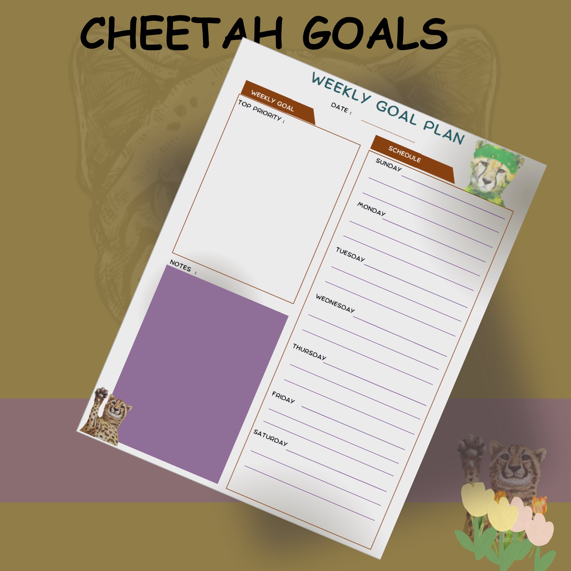 Cheetah Spirit Goal Setting Tools | Digital Download | Plan Your Goals ...