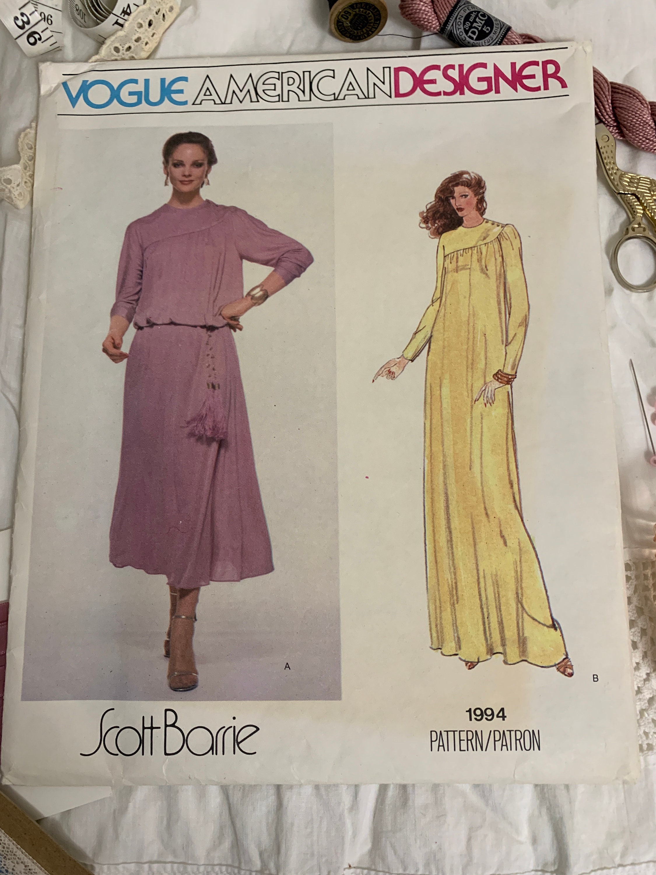 Vogue Pattern 1994 Scott Barrie Vogue American Designer Dress Size 12 ...