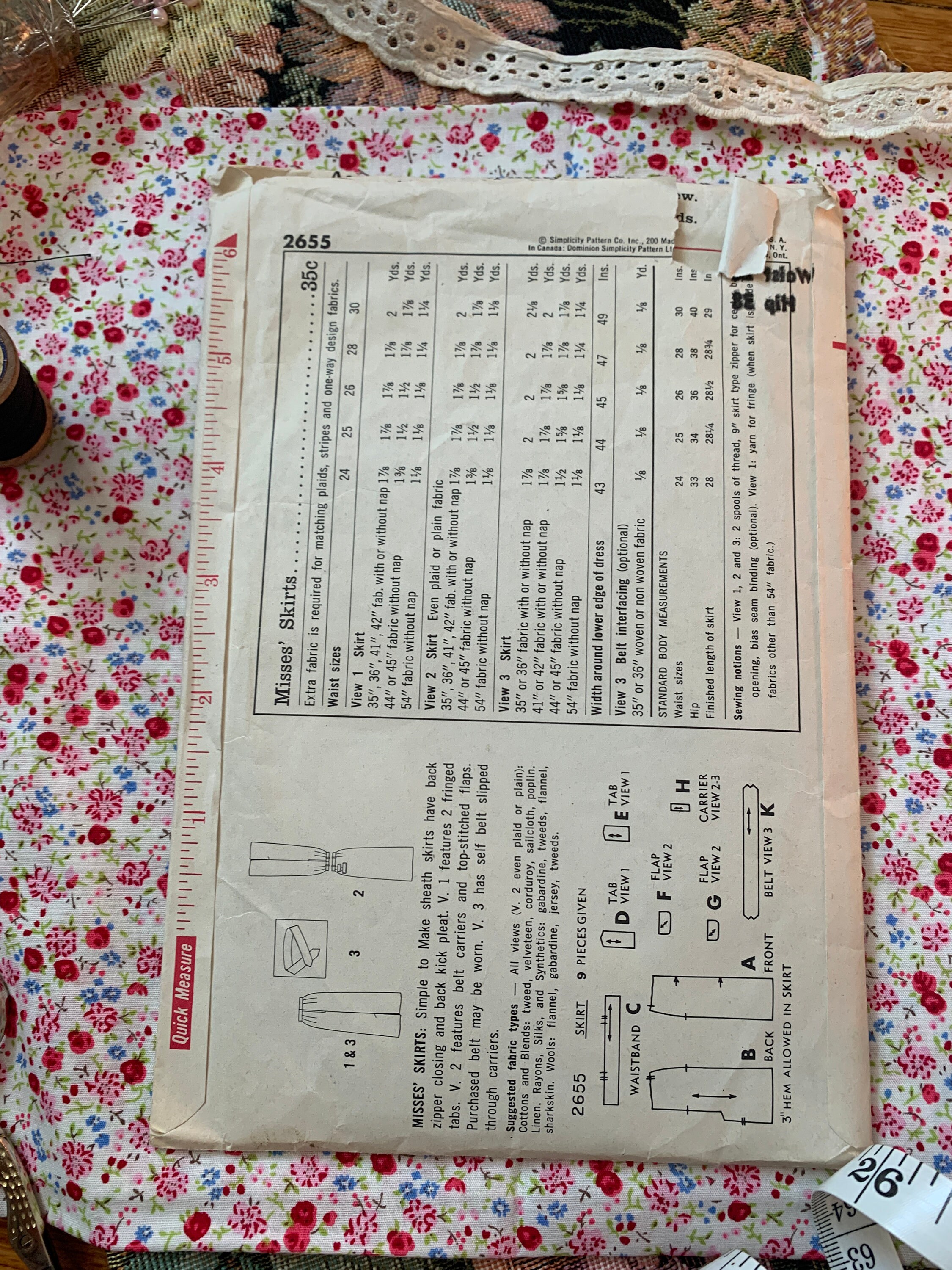 Simplicity Pattern 2655 Misses' Skirts Waist 28 - Etsy