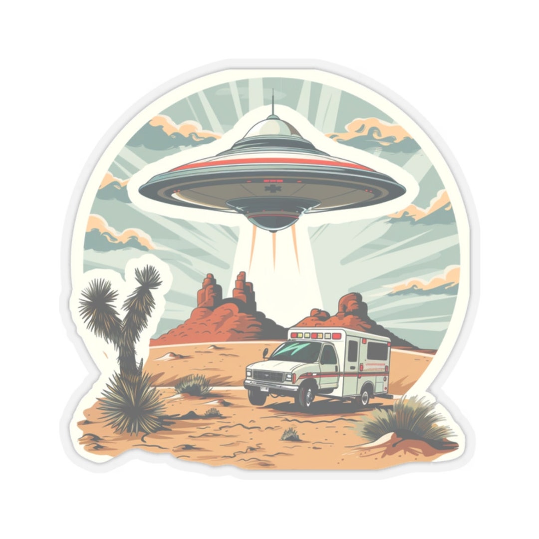 Alien UFO Abduction Paramedic Vehicle Sticker Vinyl Decal UAP Flying ...
