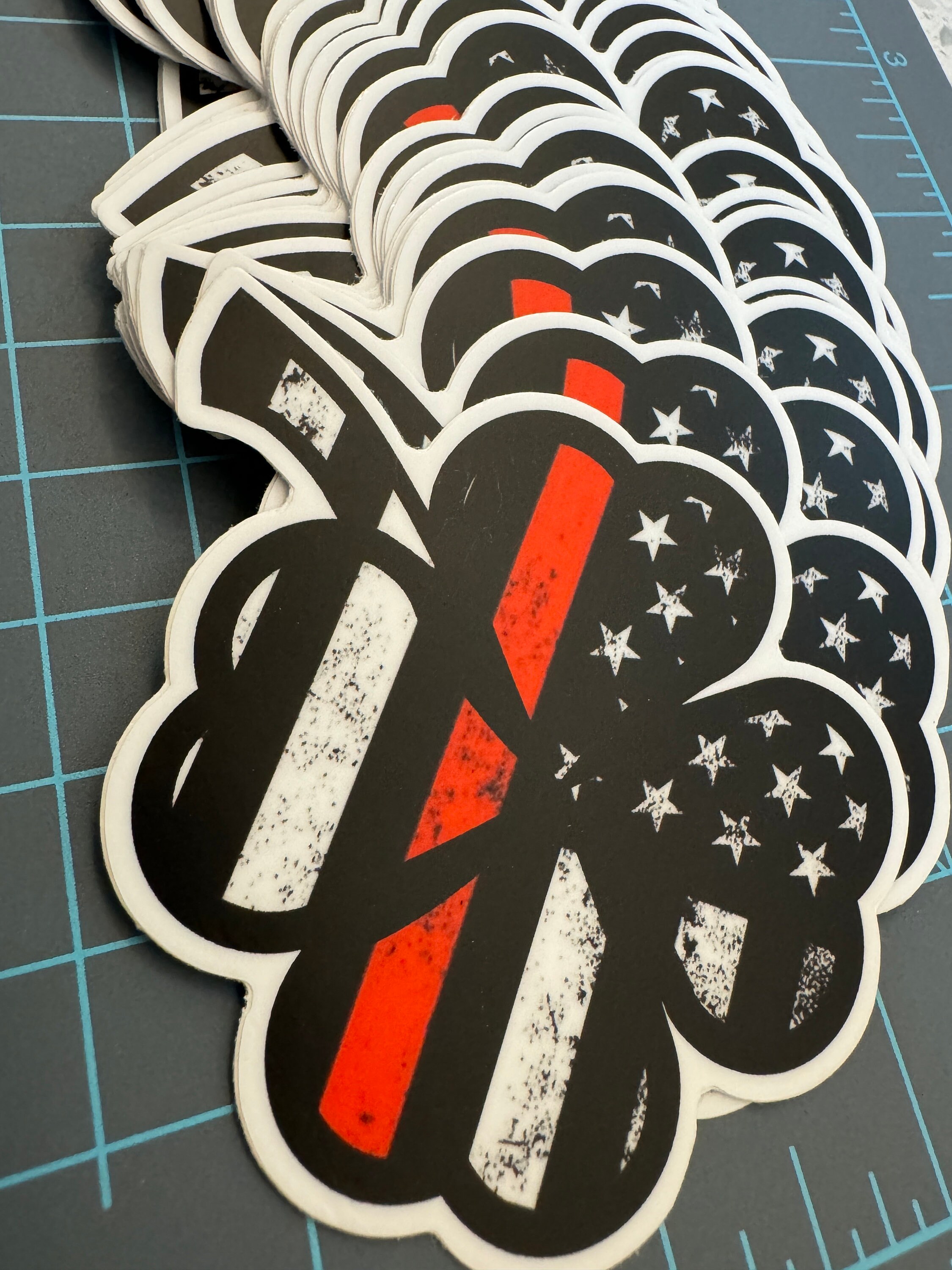 3 Vinyl Thin Red Line Four Leaf Clover Good Luck Charm Firefighter ...