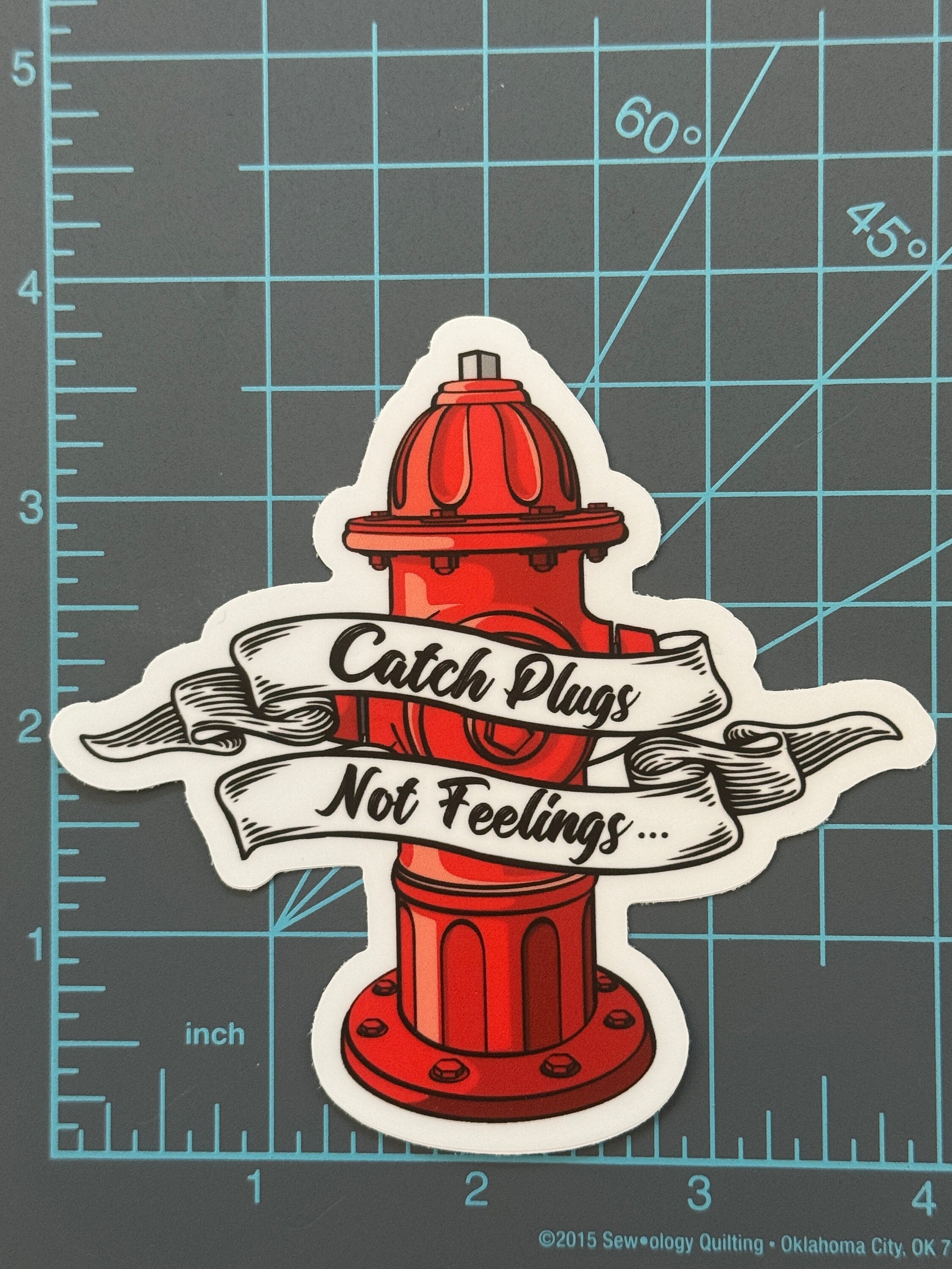 Red Fire Hydrant Sticker Vinyl Decal Dont Catch Feelings Catch Plugs ...