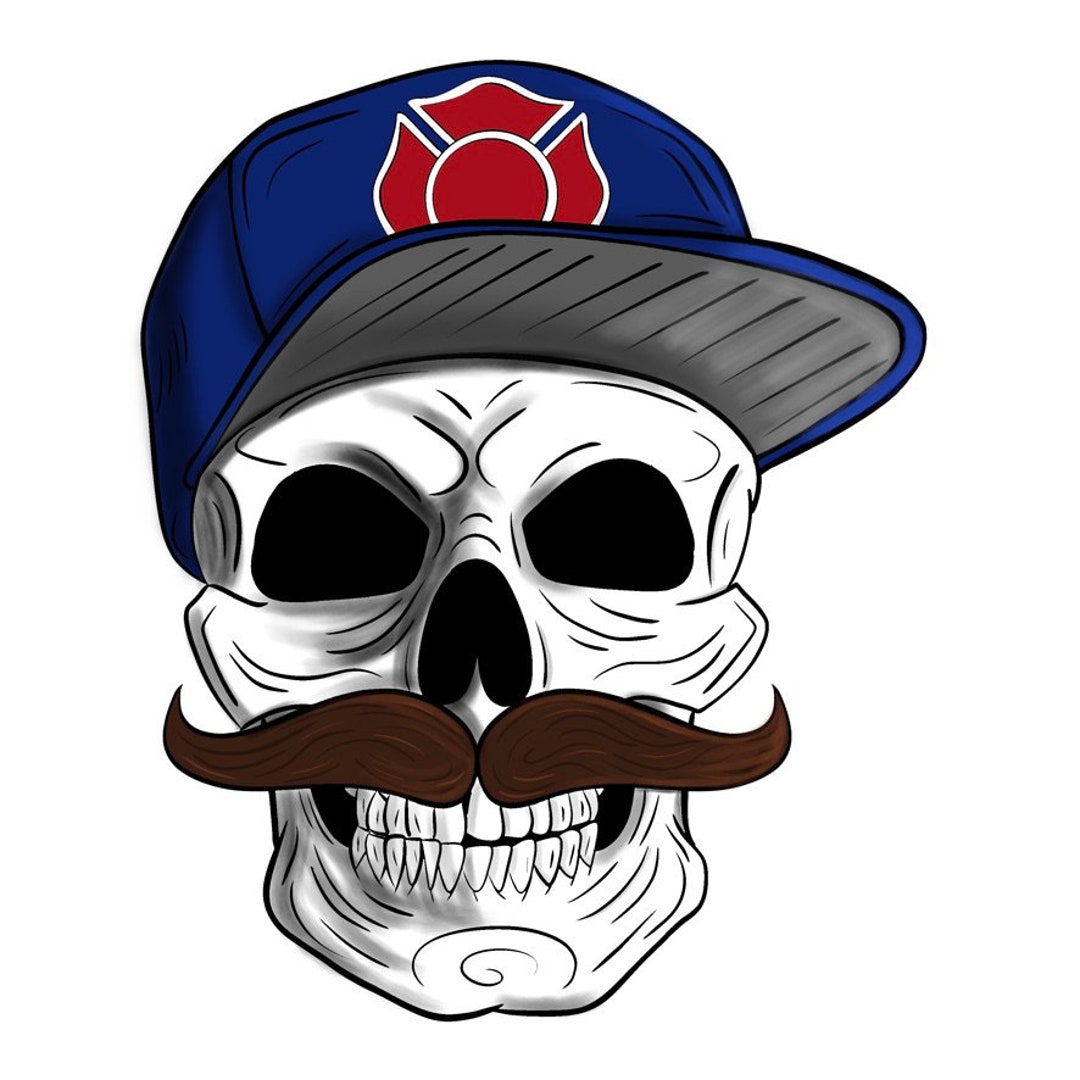4 Firefighter Mustache Skull and Hat Vinyl Sticker - Etsy
