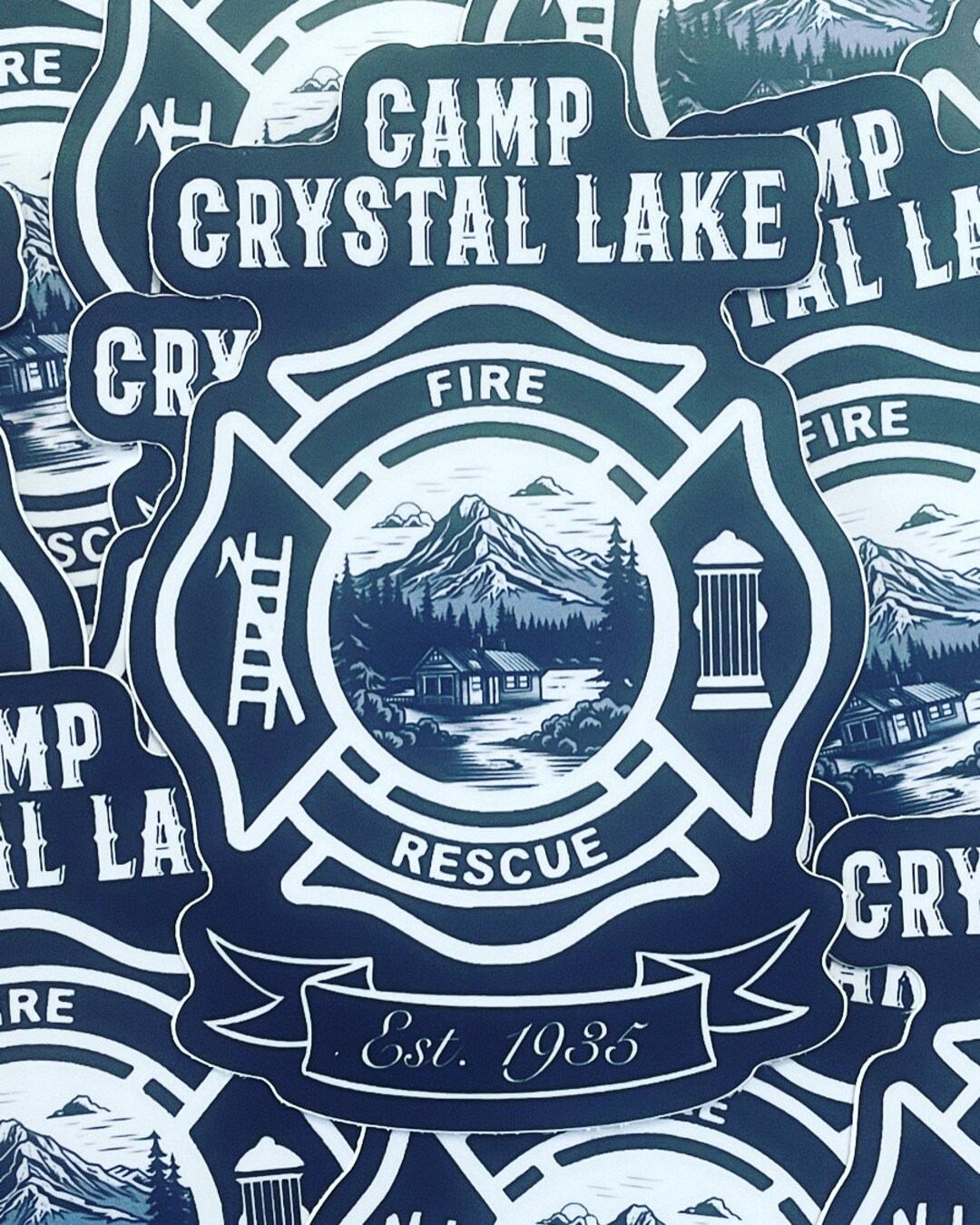 Firefighter Stickers Horror Themed Camp Crystal Lake Jason Vorhees ...