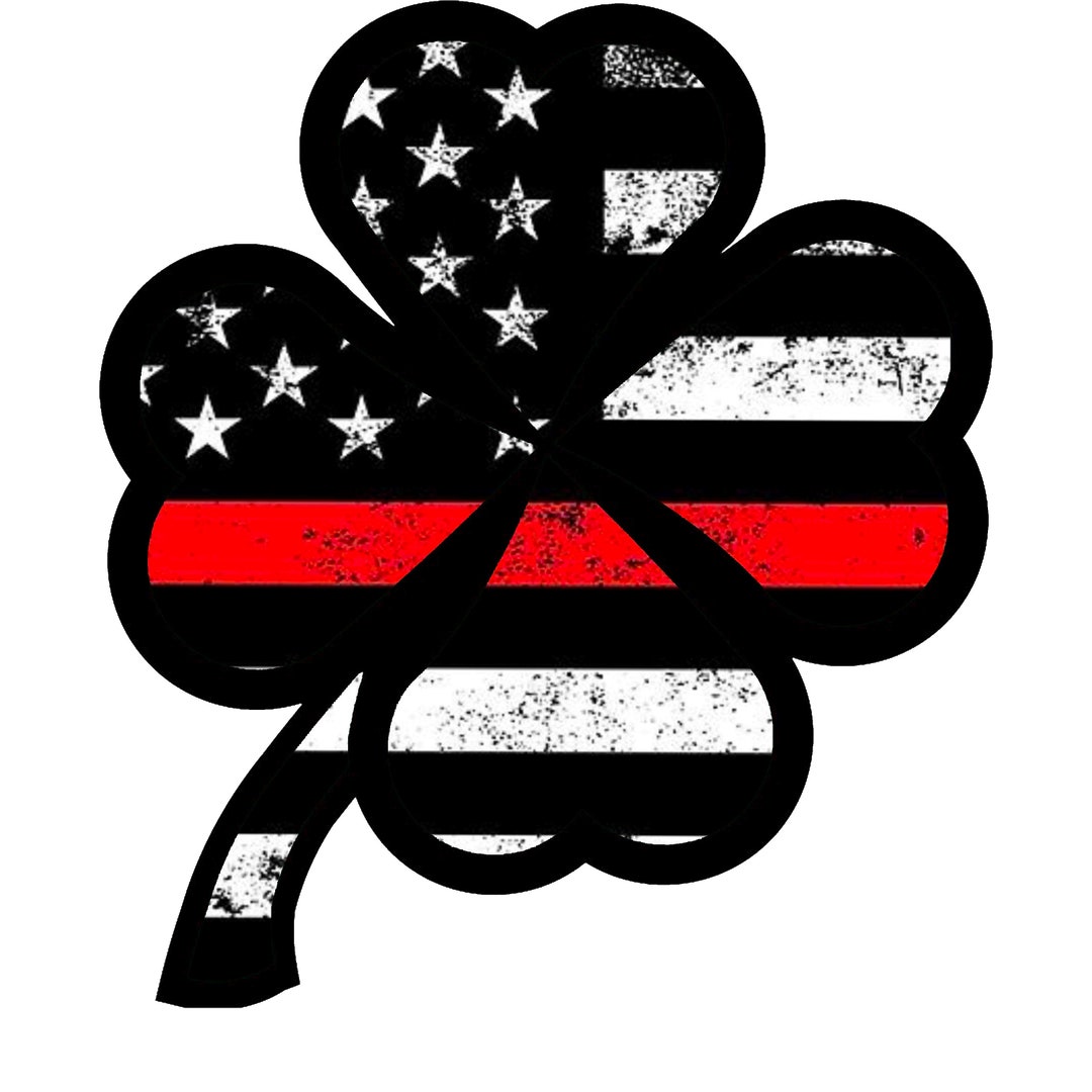 3 Vinyl Thin Red Line Four Leaf Clover Good Luck Charm Firefighter ...