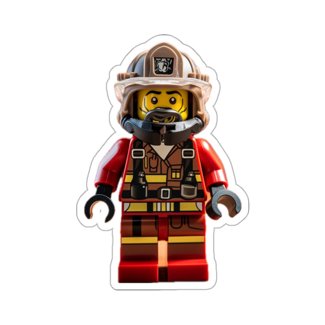 LEGO Hero Firefighter Movie Scene Popular Fireman Design Kiss-cut ...