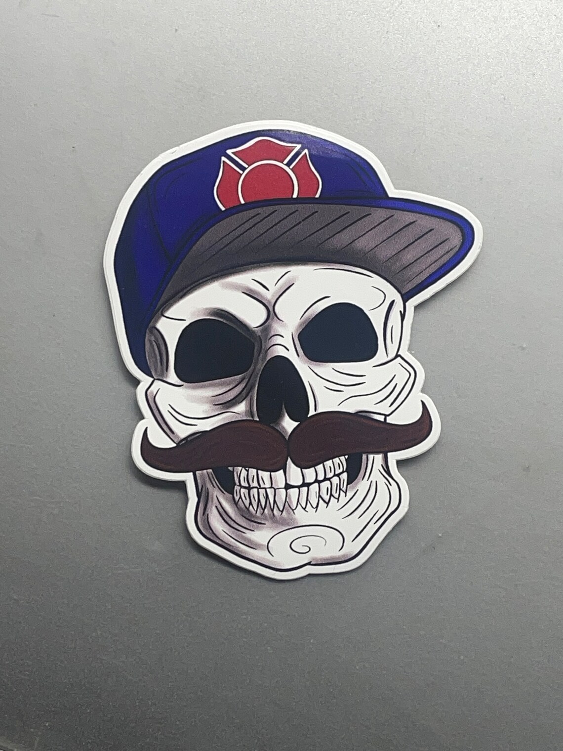 4 Firefighter Mustache Skull and Hat Vinyl Sticker - Etsy