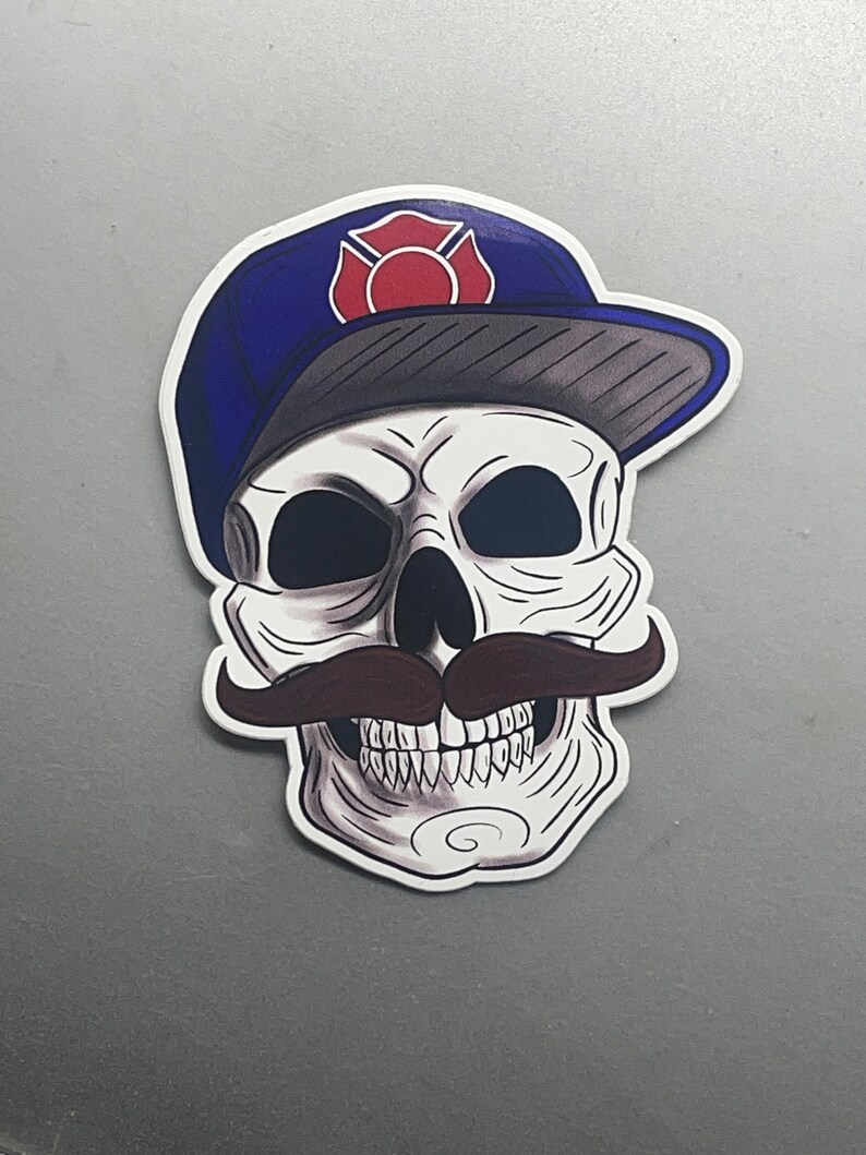 4 Firefighter Mustache Skull and Hat Vinyl Sticker - Etsy