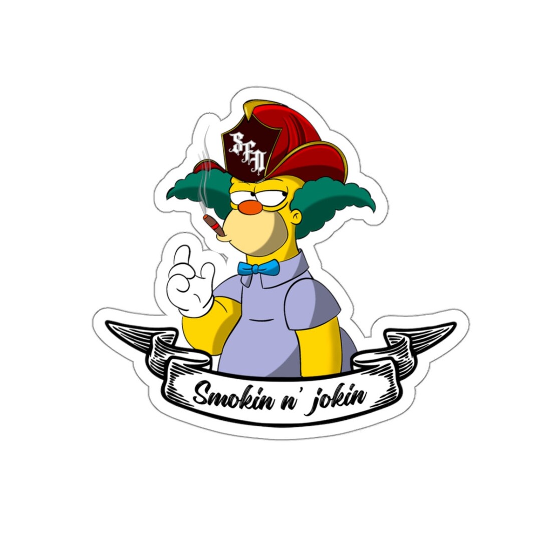Krusty the Clown Smoking and Joking Simpsons Character Firefighter ...