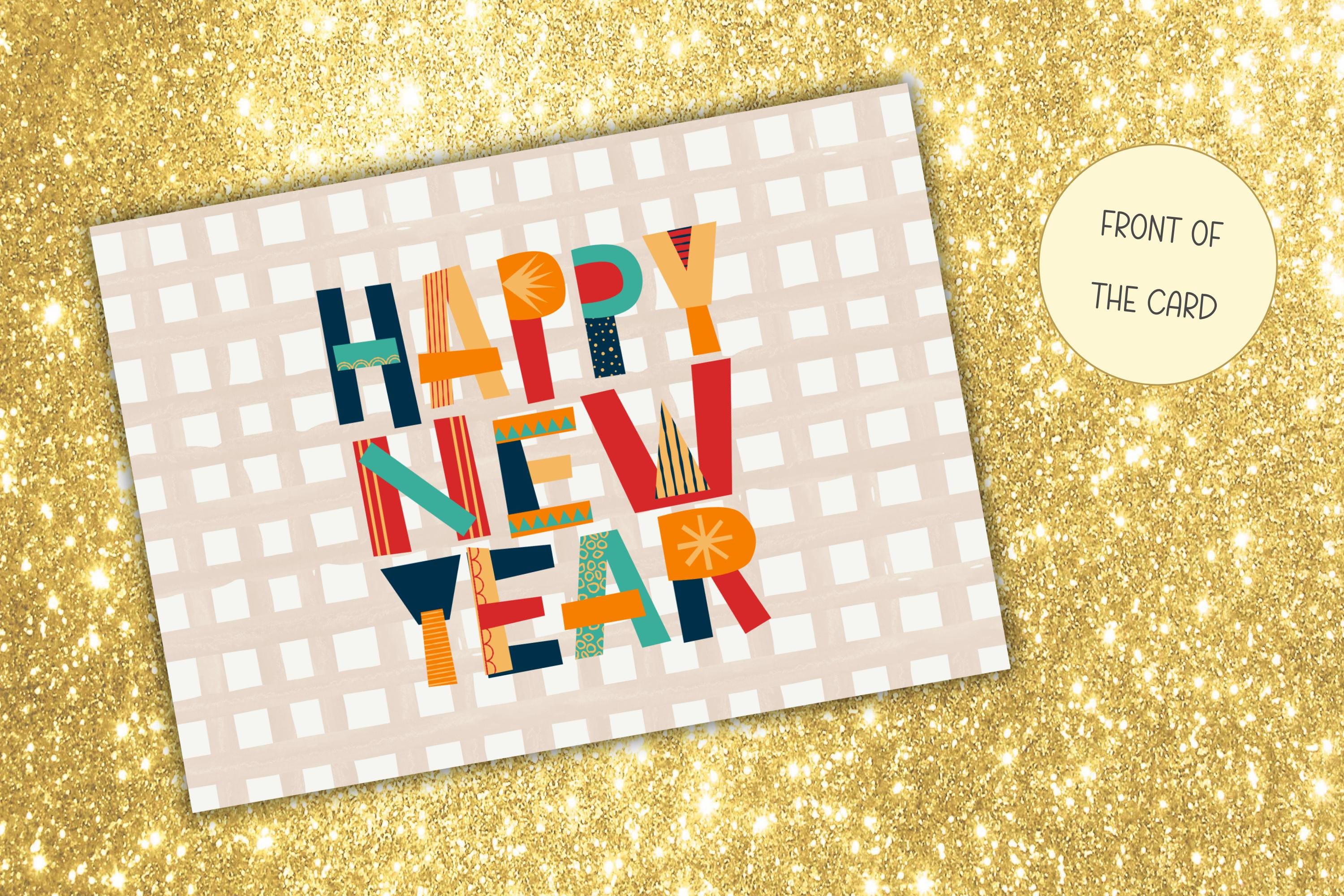 Happy New Years Card 5x7 in Printable Template Easy to Print at Home ...