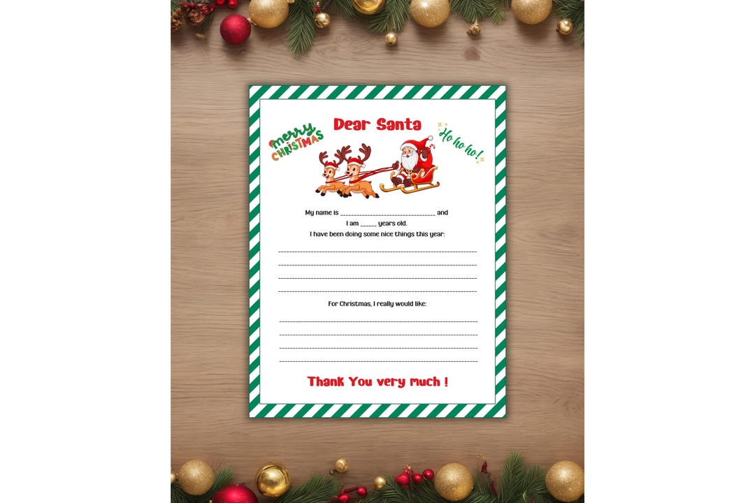 Letter to Santa Printable Instant Download Christmas Wishlist Fun ...
