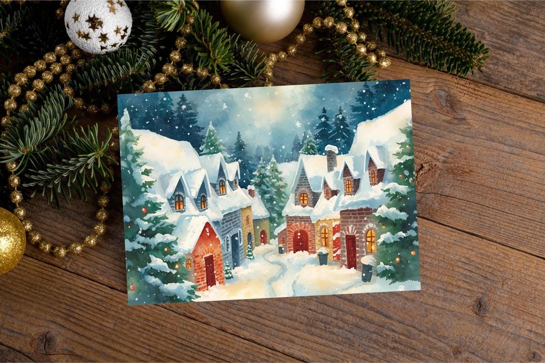 Winter Themed Card 5x7 Inches Printable Template Easy to Print at Home ...