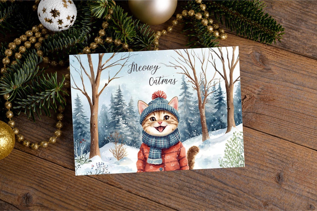 Winter Themed Card 5x7 Inches Printable Template Easy to Print at Home ...