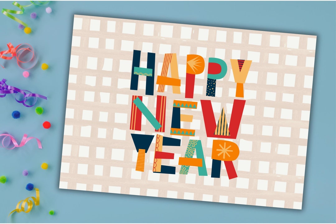 Happy New Years Card 5x7 in Printable Template Easy to Print at Home ...