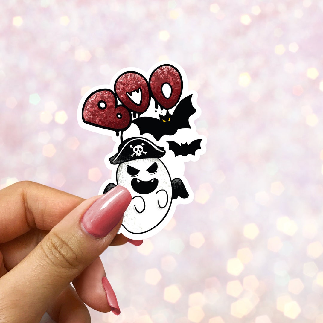 Boo Ghost Halloween Sticker | Spooky Bat Sticker | Holographic ...