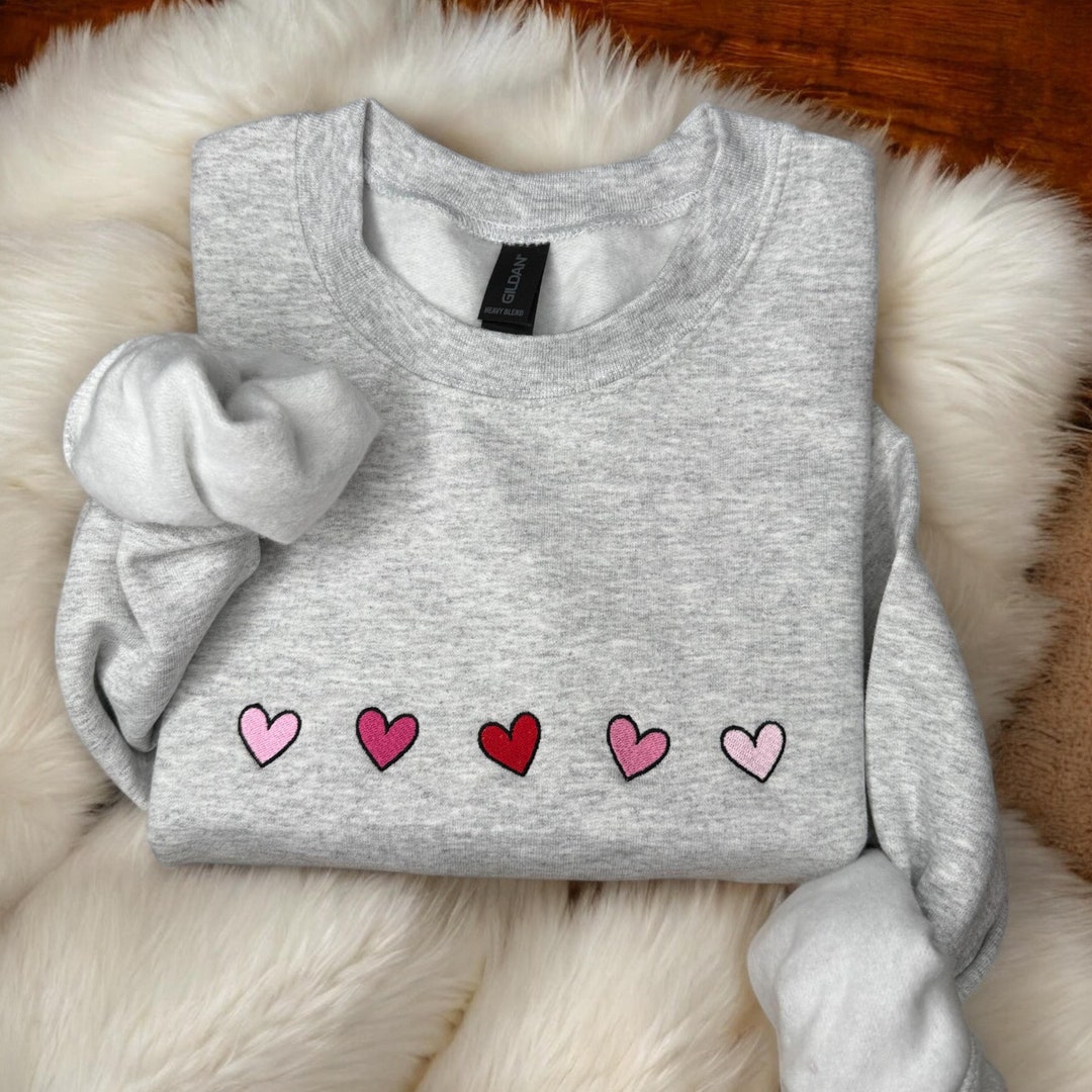 Cute Mini Hearts Embroidered Crewneck - Valentine's Crewneck - Mini ...