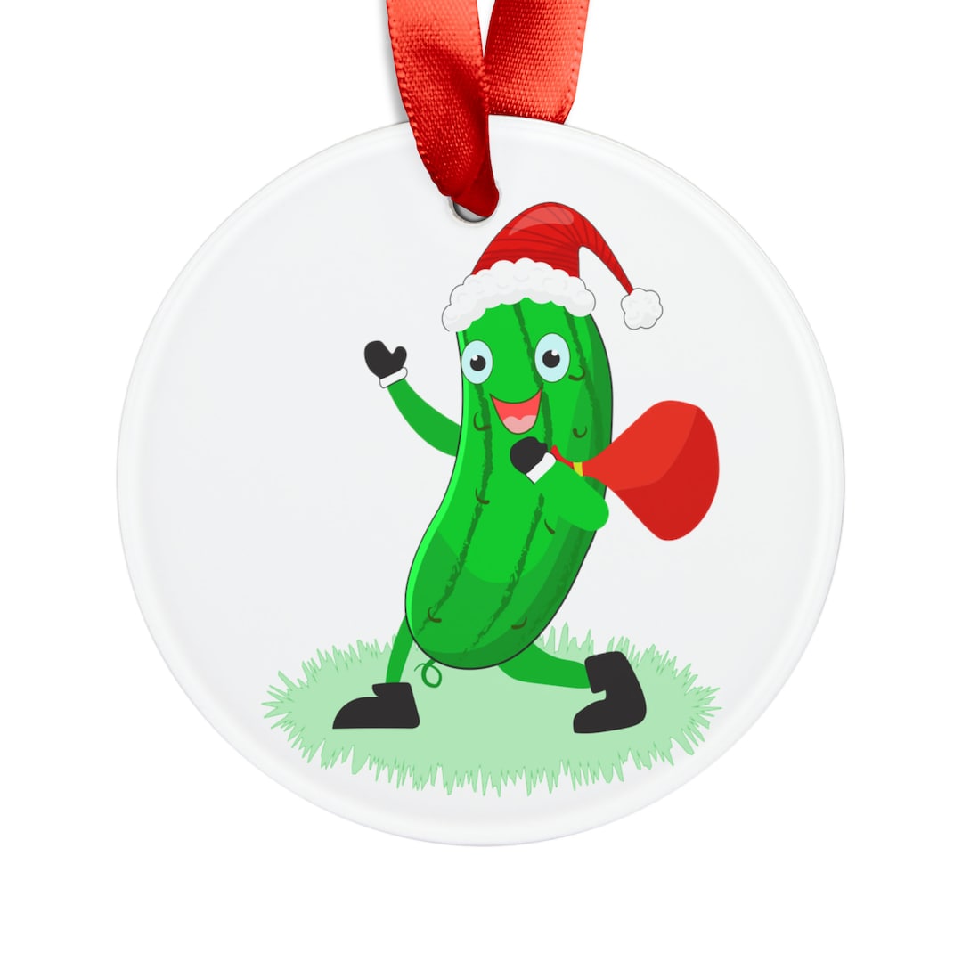 Santa Pickle Acrylic Ornament With Ribbon Green Pickle Strange Santa ...