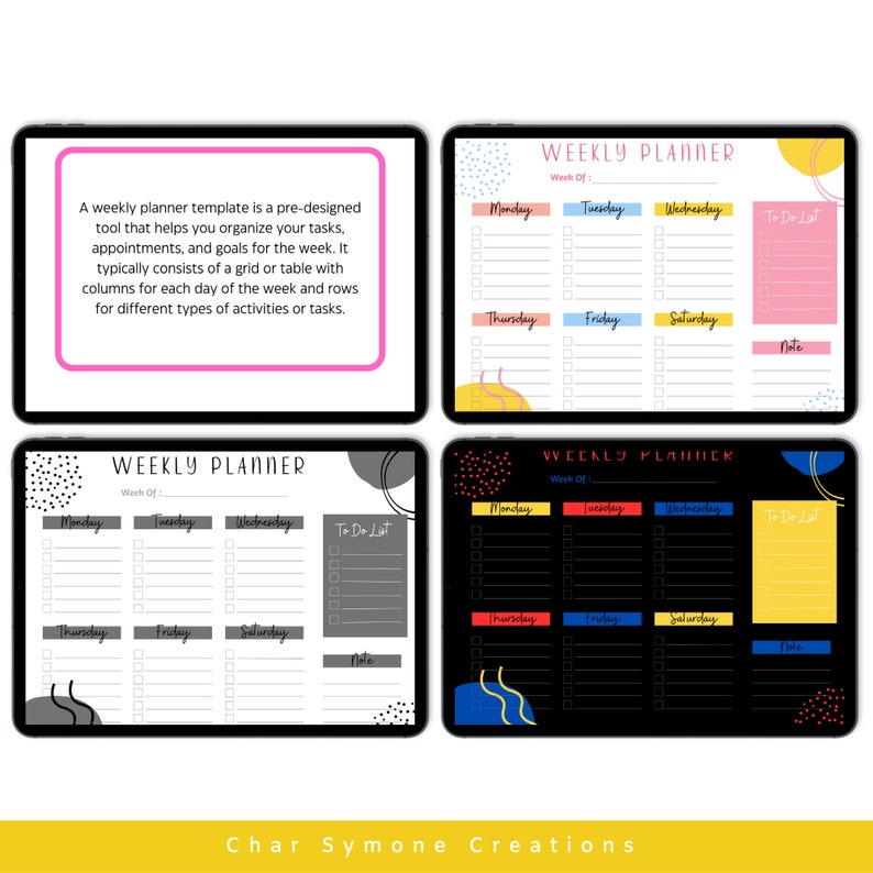 Weekly Planner Templates - Etsy