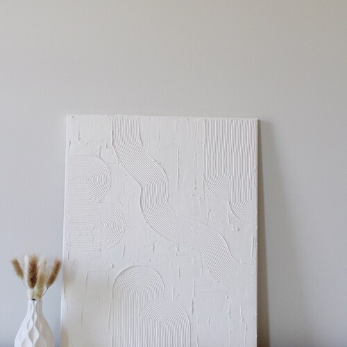 White Textured Canvas Wall Art Abstract White Wall Decor - Etsy