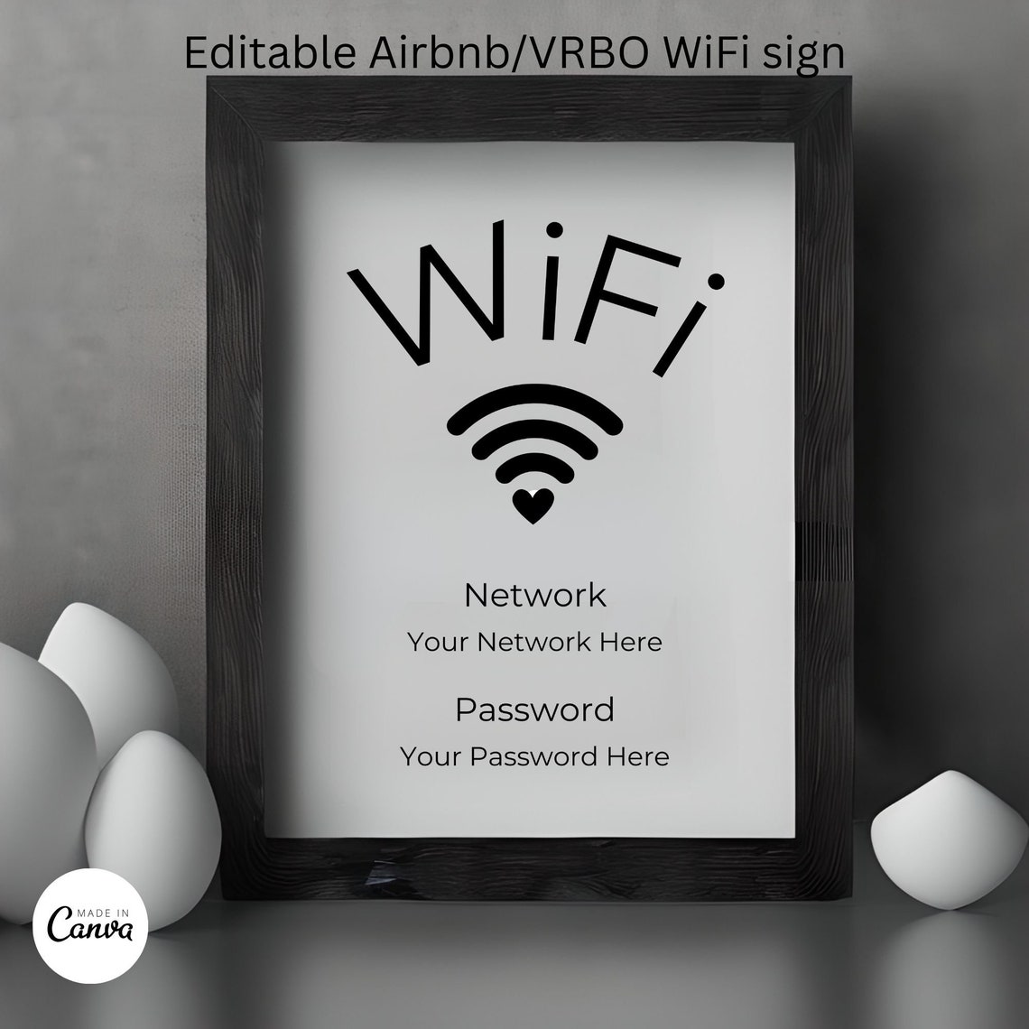 WIFI Template, Editable Canva Wifi Template for Airbnb and VRBO ...