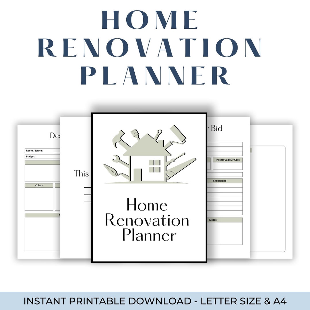Home Renovation and Bathroom Project Planner House Remodel Budget ...