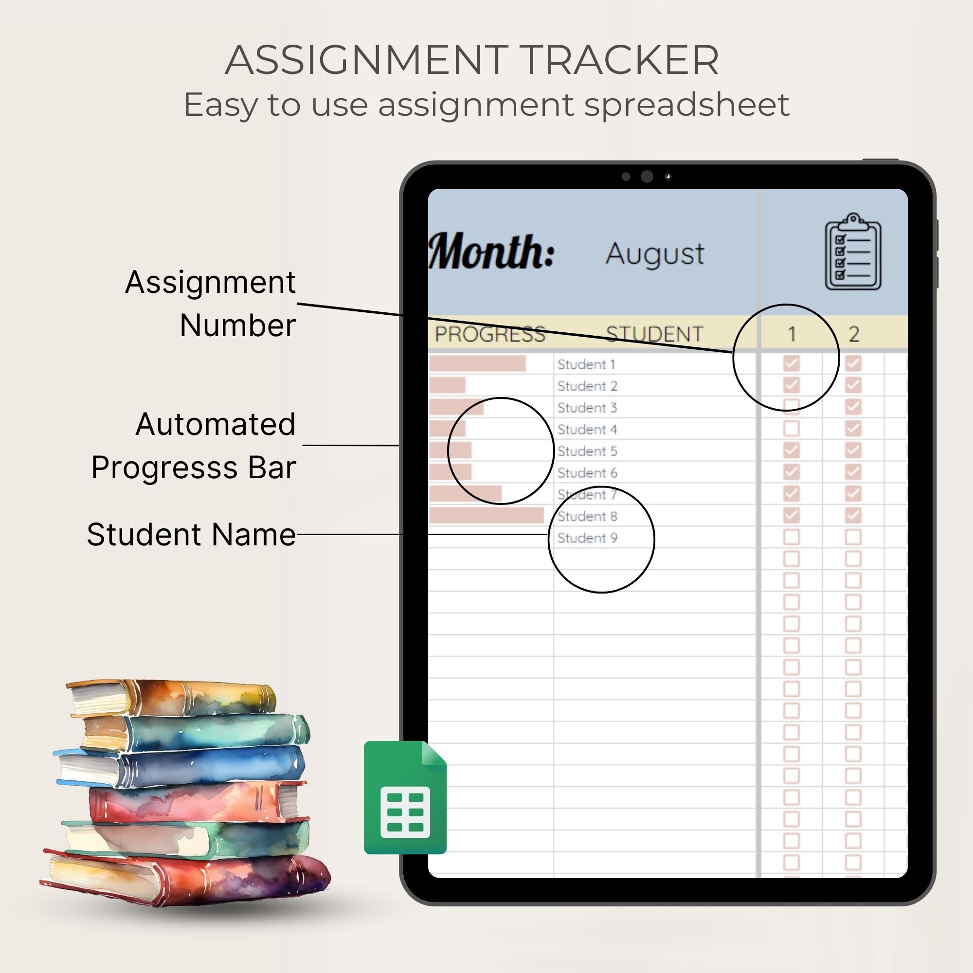 Simple Assignment Tracker Spreadsheet With 2 Tabs to Keep Track of ...