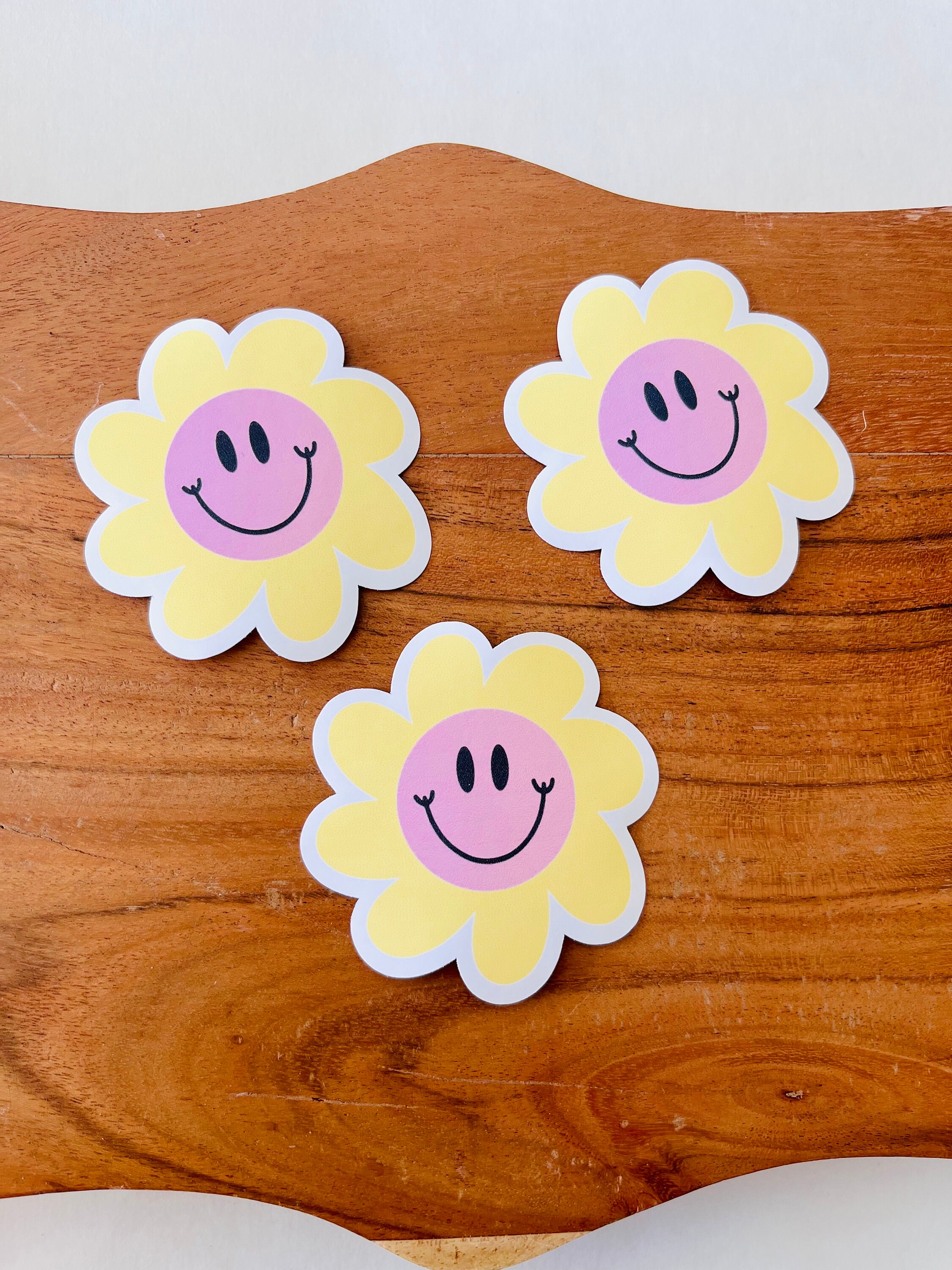 Flower Smiley Face Sticker - Etsy