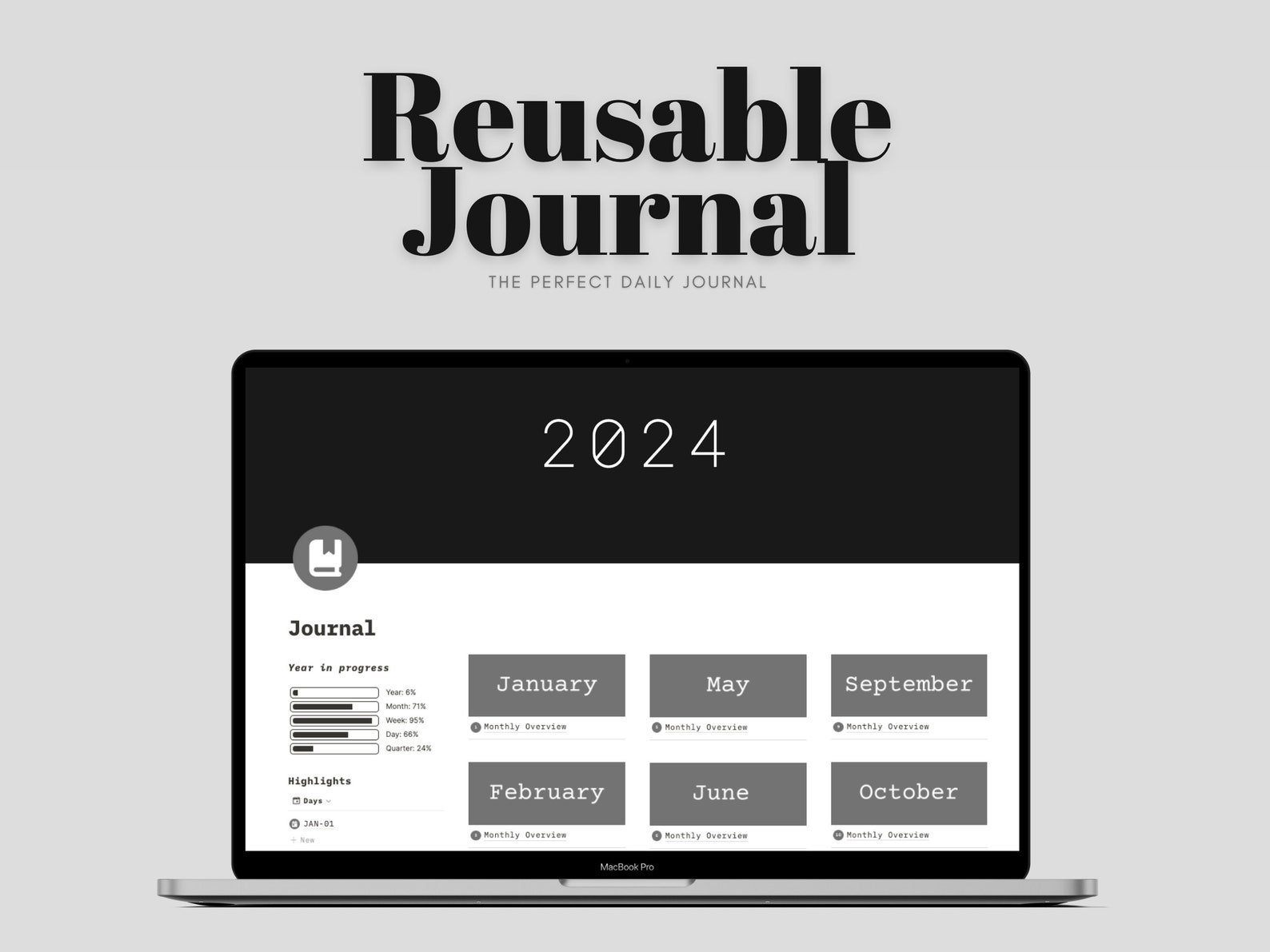Notion Daily Journal Template | Reusable | Digital Journal | Aesthetic ...