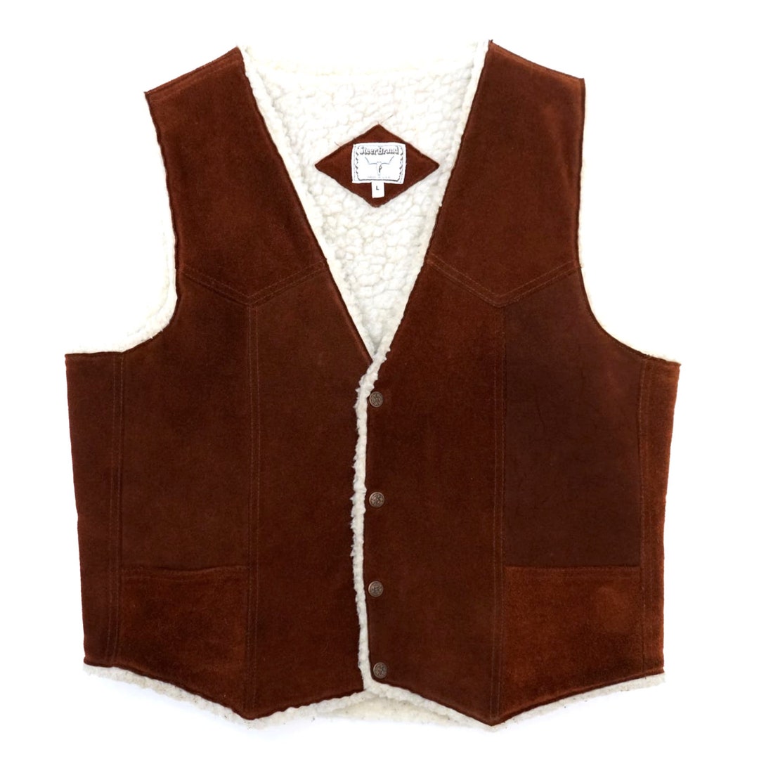 Vintage Steer Brand Faux Shearling Leather Vest Men's Large - Etsy