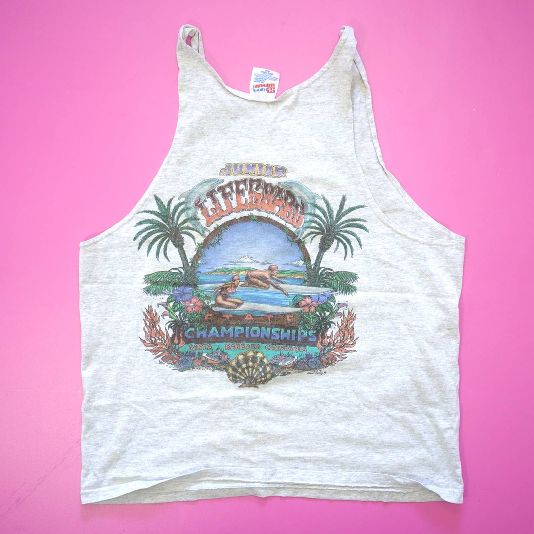 90s Hanes Santa Barbara Surf Tank Top Tee Large - Etsy