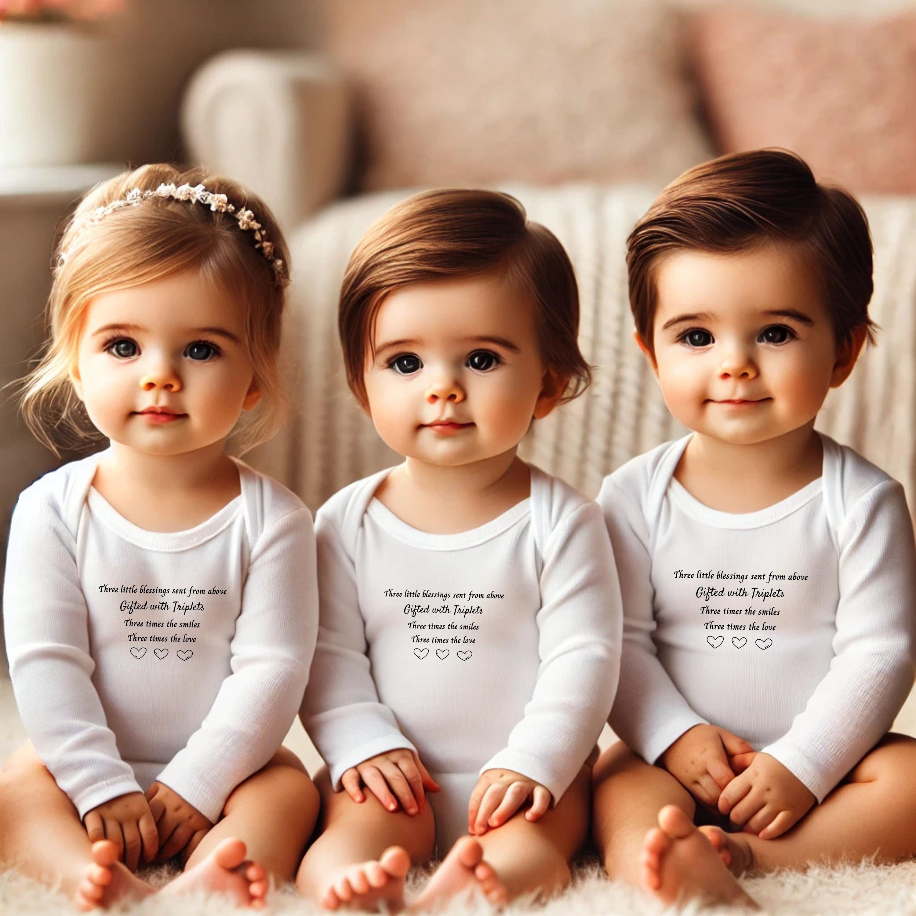 Matching Triplets Bodysuits, Triplets Baby Announcement, Welcome to the ...