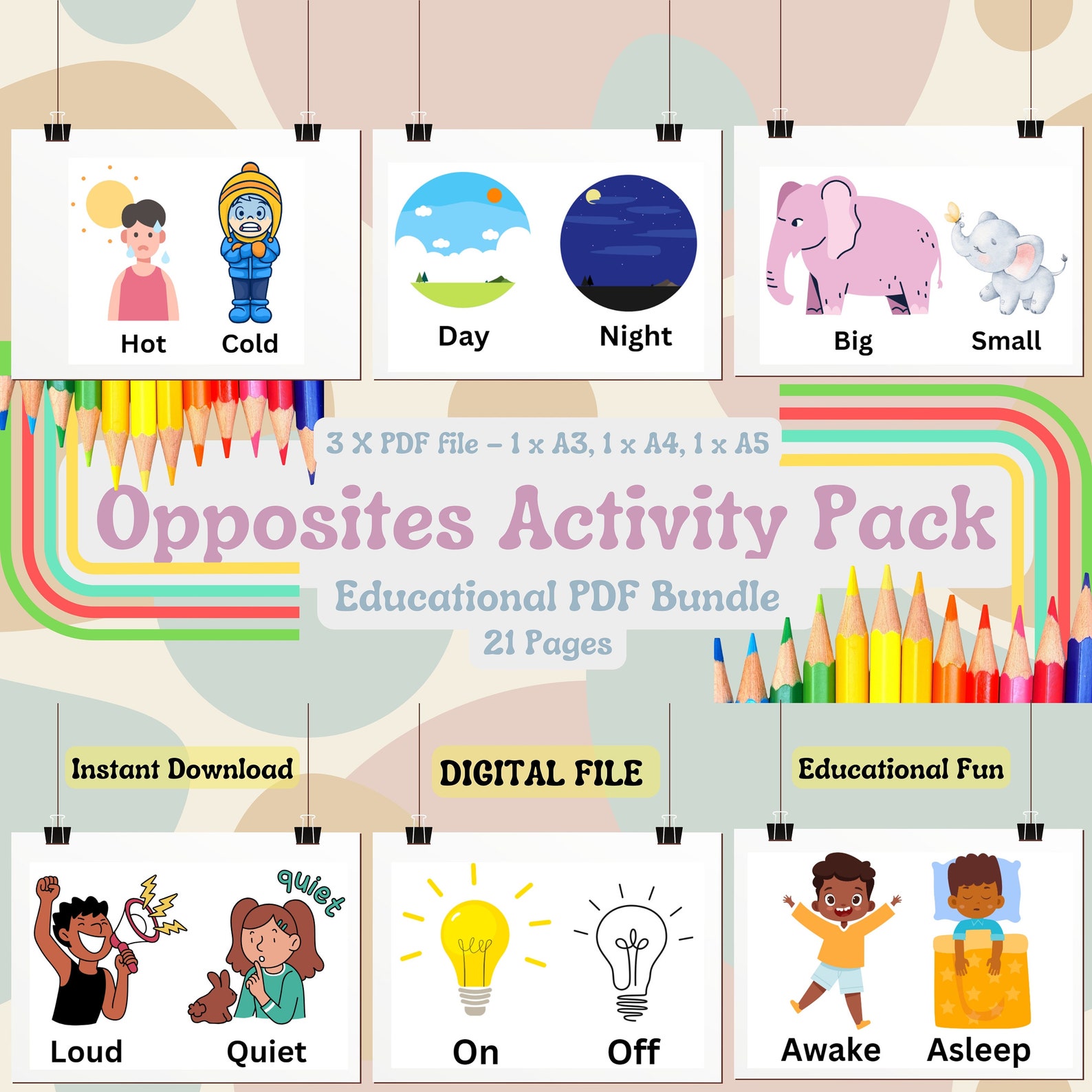 Opposites Activity Pack, Opposites Games for Kids, Fun Opposites ...
