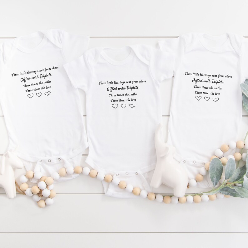 Matching Triplets Bodysuits, Triplets Baby Announcement, Welcome to the ...