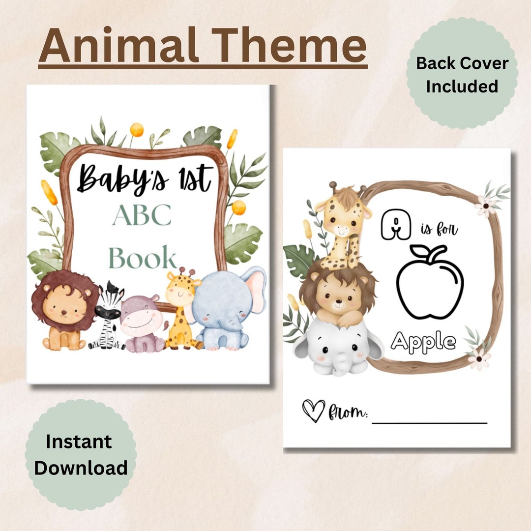 Fun Baby Shower Games, Animal Theme ABC Baby Coloring Book, Shower ...