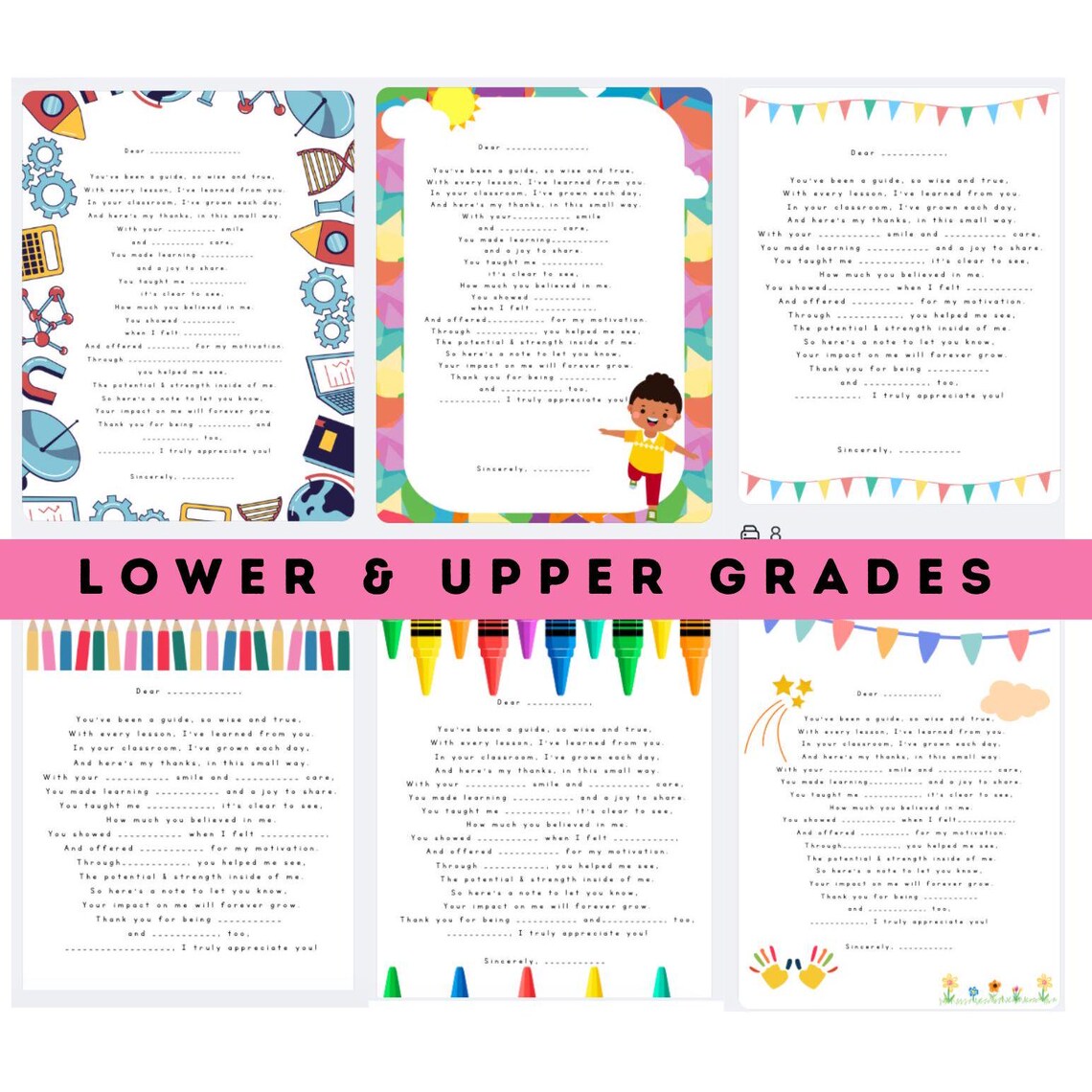Teacher Appreciation Thank You Letter Poem Printout: Instant Download ...