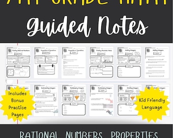 Integers Pre-algebra Middle School Math Guided Notes Lessons 7th Grade ...