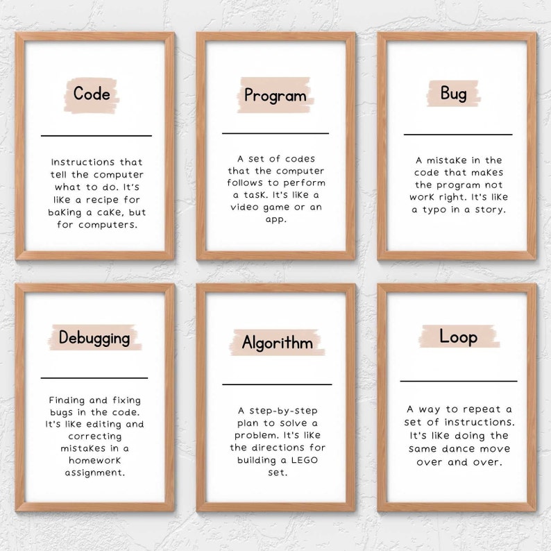Kids Coding Terms Educational Poster Decor Instant Digital Download Fun ...