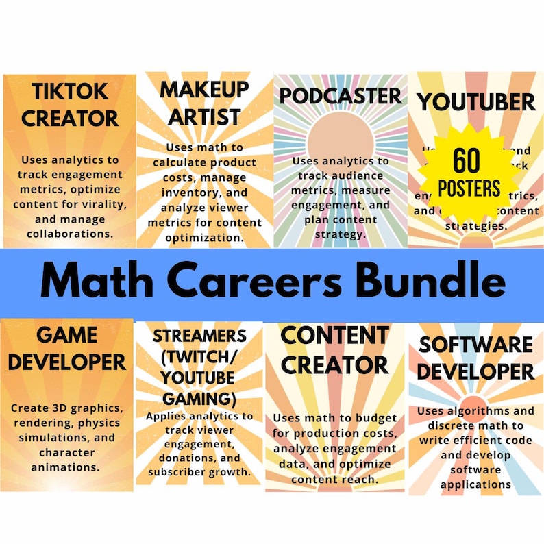 Math Career Job Poster Math Classroom Decor Educational School Posters ...