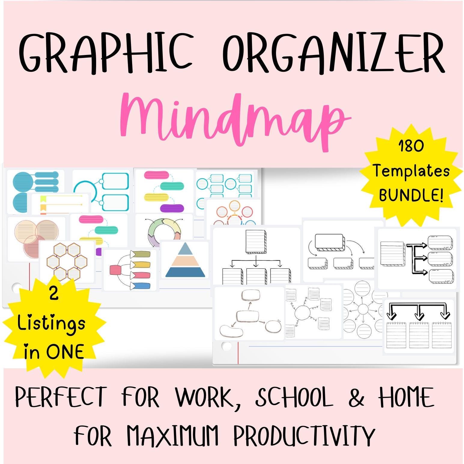 Brainstorm Mind Map Printable Planner, Mindmap Study Guide Template ...