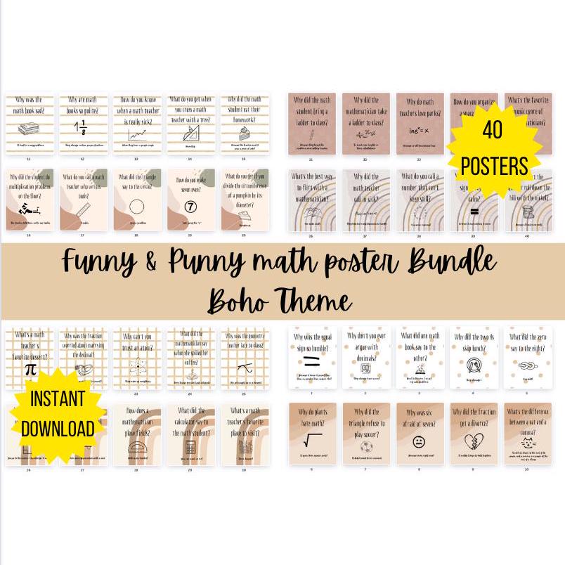 Funny Math Jokes Poster Classroom Posters Printable Hilarious Puns ...