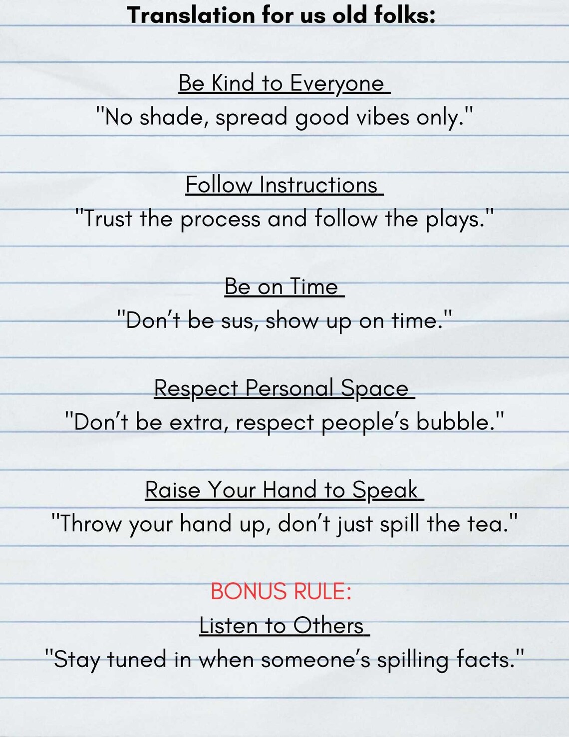 Classroom Rules Poster Back to School Gen Z Slang Class Rules ...